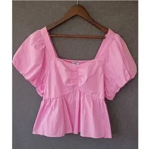 Old Navy | Tops | Old Navy Pink Smocked Puff Sleeve Top Xxl Square Neck ...
